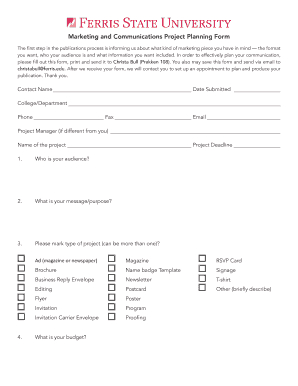 Fillable Online Marketing and Communications Project Planning Form Fax Email Print - pdfFiller