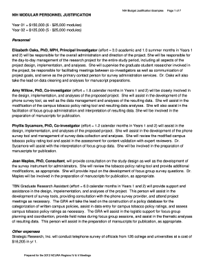 Fillable Online NIH Budget Justification Examples Fax Email Print ...