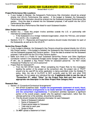 Fillable Online Cayuse NIH Subaward Checklist Fax Email Print - pdfFiller