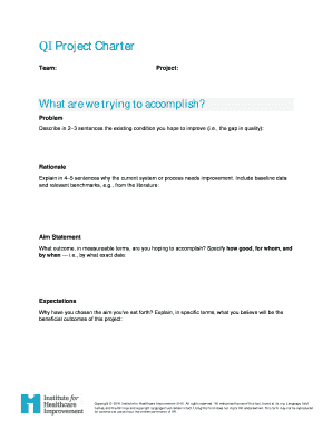 Fillable Online QI Project Charter Fax Email Print - pdfFiller