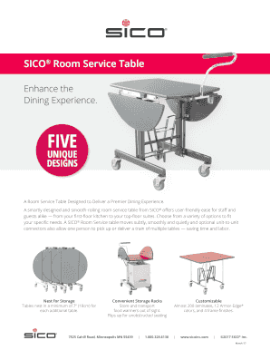 Fillable Online SICO Room Service Table Fax Email Print - pdfFiller