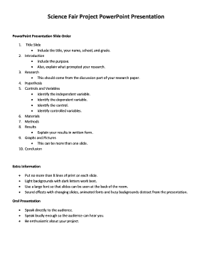 Fillable Online Science Fair Project PowerPoint Presentation Fax Email ...