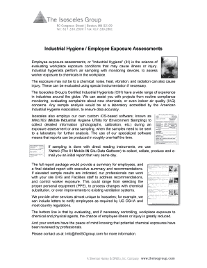 Fillable Online Industrial Hygiene / Employee Exposure Assessments Fax ...