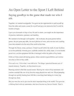Fillable Online An Open Letter to the Sport I Left Behind Fax Email ...