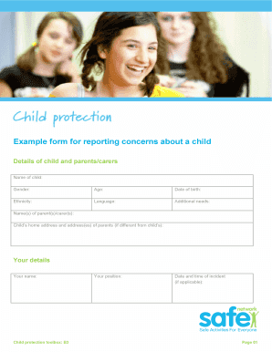Fillable Online Example form for reporting concerns about a child Fax ...