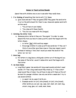 Fillable Online Games to Teach Letters/Sounds Fax Email Print - pdfFiller