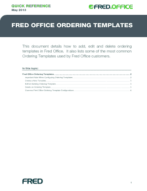 Fillable Online FRED OFFICE ORDERING TEMPLATES Fax Email Print - pdfFiller
