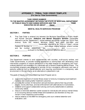 Fillable Online APPENDIX F: TRIBAL TASK ORDER TEMPLATE Fax Email Print ...