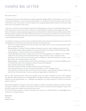 Fillable Online SAMPLE BSL LETTER Fax Email Print - pdfFiller