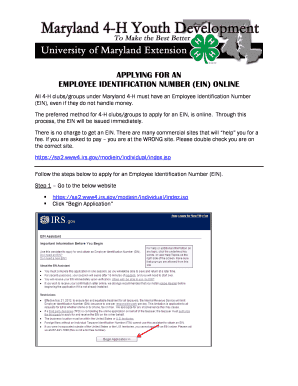 Fillable Online EMPLOYEE IDENTIFICATION NUMBER (EIN) ONLINE Fax Email ...