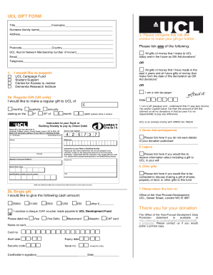 Fillable Online UCL GIFT FORM Fax Email Print - pdfFiller