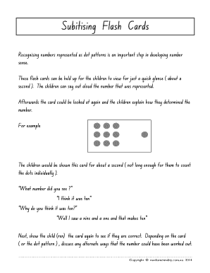 Fillable Online Subitising Flash Cards Fax Email Print - pdfFiller