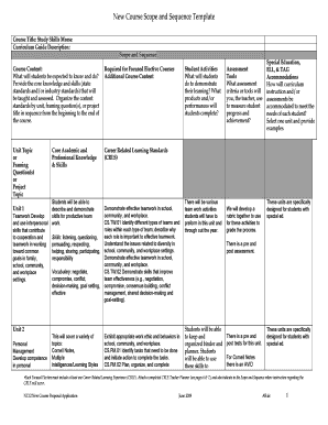 Fillable Online New Course Scope and Sequence Template Fax Email Print ...