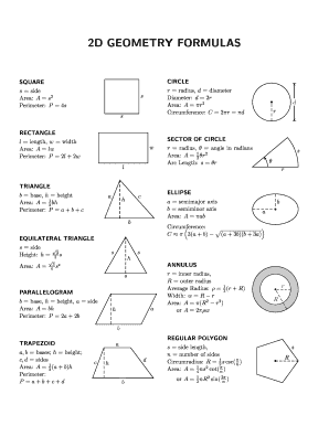 Fillable Online 2D GEOMETRY FORMULAS Fax Email Print - pdfFiller