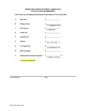 Fillable Online MSHDA/FHA DOWN PAYMENT ASSISTANCE Fax Email Print ...