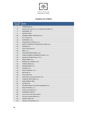 Fillable Online Complete List of Banks Fax Email Print - pdfFiller