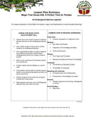 Fillable Online Magic Tree House #48: A Perfect Time for Pandas Fax ...