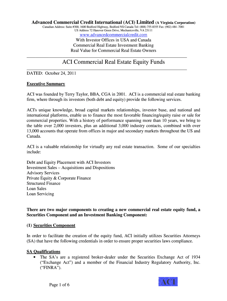 Fillable Online Advanced Commercial Credit International (ACI) Limited ...