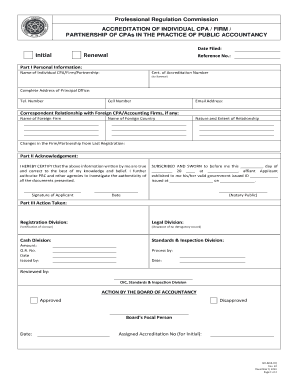 Fillable Online ACCREDITATION OF INDIVIDUAL CPA / FIRM / Fax Email ...