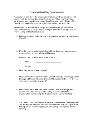 Fillable Online Premarital Wedding Questionnaire Fax Email Print ...