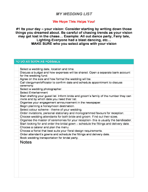 Fillable Online MY WEDDING LIST Fax Email Print - pdfFiller