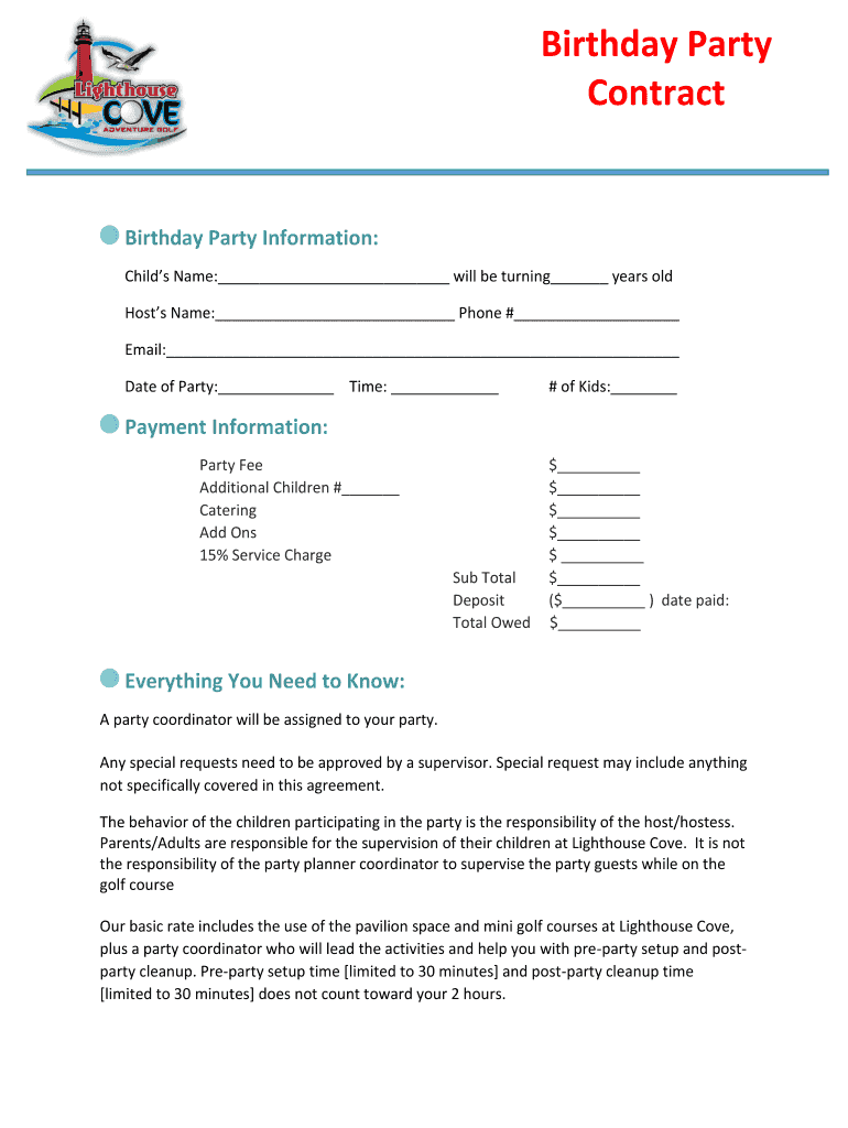 Fillable Online Birthday Party Information: Fax Email Print - pdfFiller