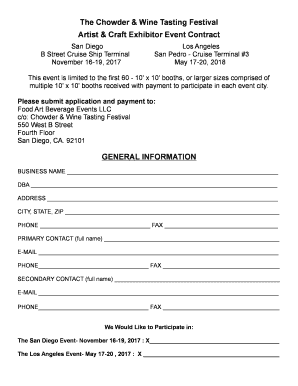 Fillable Online Artist & Craft Exhibitor Event Contract Fax Email Print ...