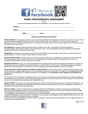 Fillable Online EVENT PHOTOGRAPHY AGREEMENT Fax Email Print - pdfFiller