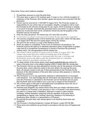 Fillable Online Prize Draw Terms and Conditions template: Fax Email ...