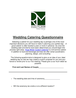 Fillable Online Wedding Catering Questionnaire Fax Email Print - pdfFiller