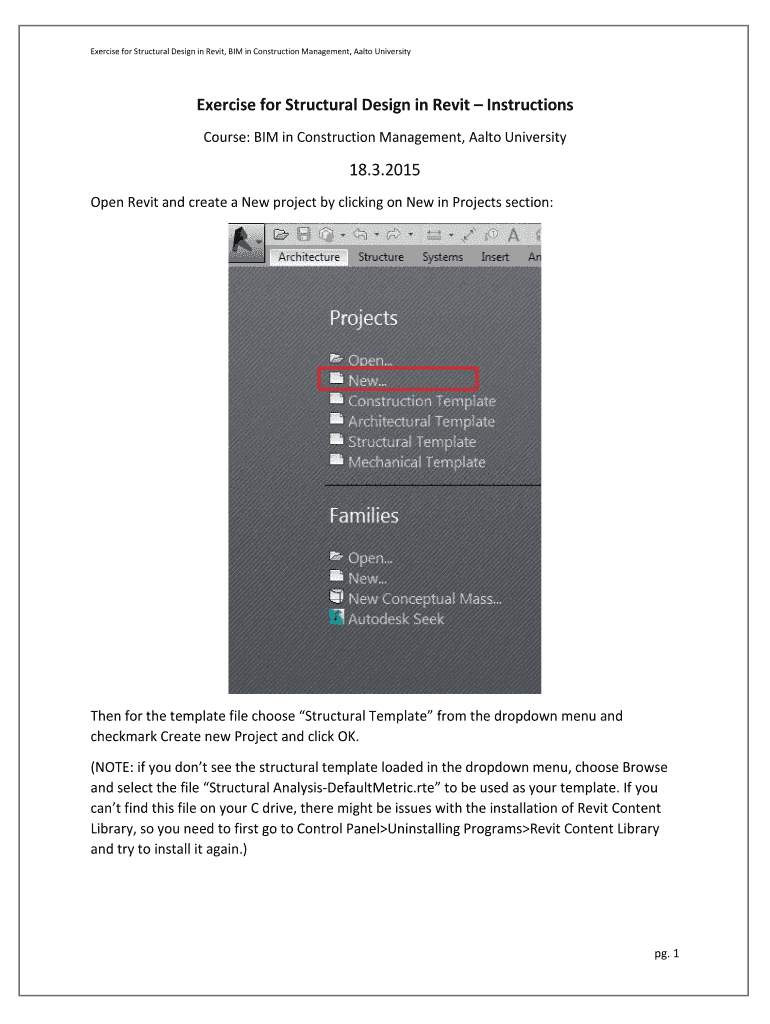Fillable Online Exercise for Structural Design in Revit, BIM in ...