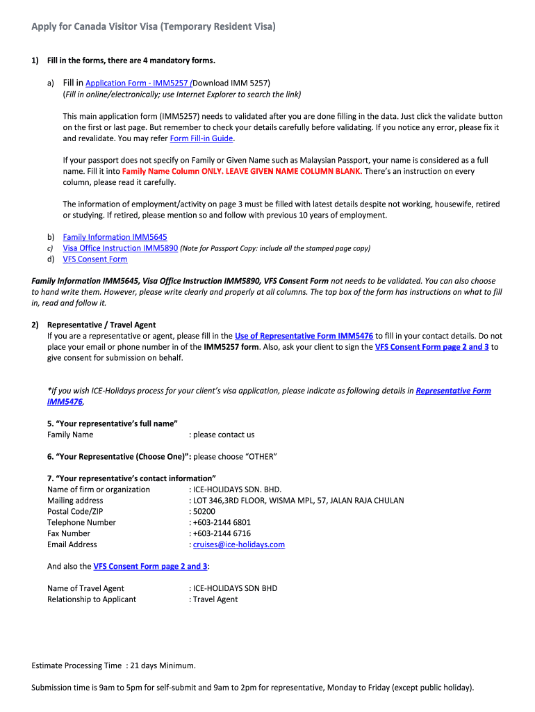 Fillable Online Apply for Canada Visitor Visa (Temporary Resident Visa ...