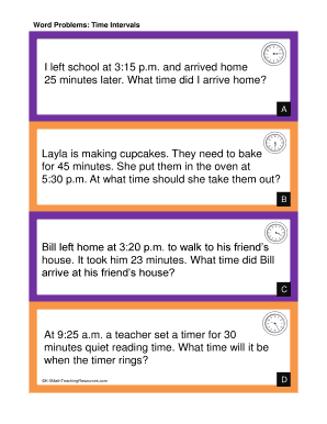 Fillable Online Word Problems: Time Intervals Fax Email Print - pdfFiller