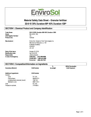 Fillable Online Material Safety Data Sheet Granular fertilizer Fax ...