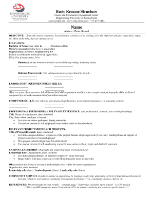 Fillable Online Basic Resume Structure Fax Email Print - pdfFiller