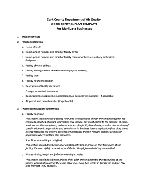 Fillable Online ODOR CONTROL PLAN TEMPLATE Fax Email Print - pdfFiller