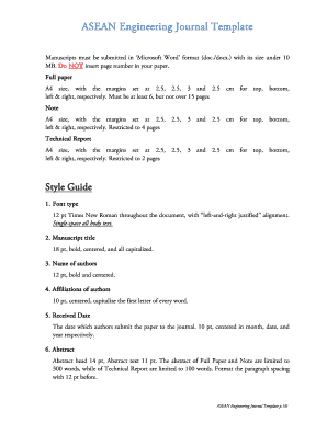 Fillable Online ASEAN Engineering Journal Template Fax Email Print ...