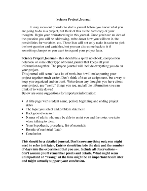 Fillable Online Science Project Journal Fax Email Print - pdfFiller