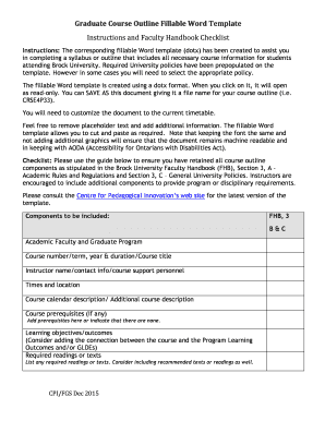 Fillable Online Instructions and Faculty Handbook Checklist Fax Email ...