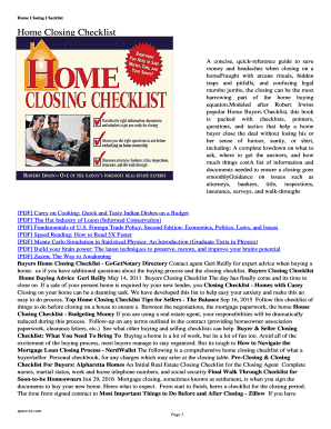 Fillable Online Home Closing Checklist Fax Email Print - pdfFiller