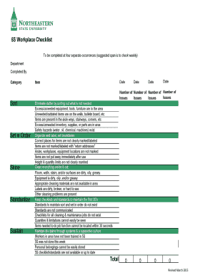 Fillable Online 5S Workplace Checklist Fax Email Print - pdfFiller