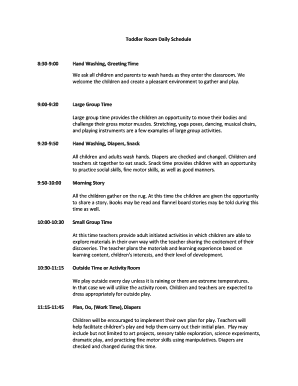 Fillable Online Toddler Room Daily Schedule Fax Email Print - pdfFiller