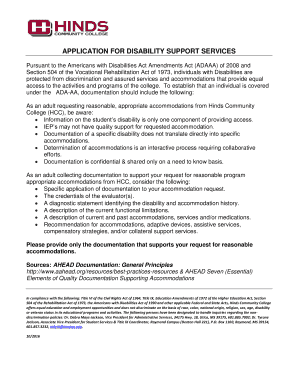Fillable Online APPLICATION FOR DISABILITY SUPPORT SERVICES Fax Email ...