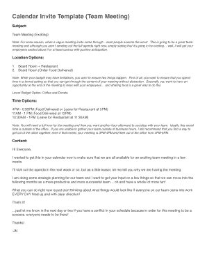 Fillable Online Calendar Invite Template (Team Meeting) Fax Email Print ...