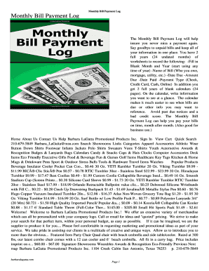 Fillable Online Monthly Bill Payment Log Fax Email Print - pdfFiller