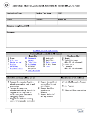 Fillable Online Individual Student Assessment Accessibility Profile ...