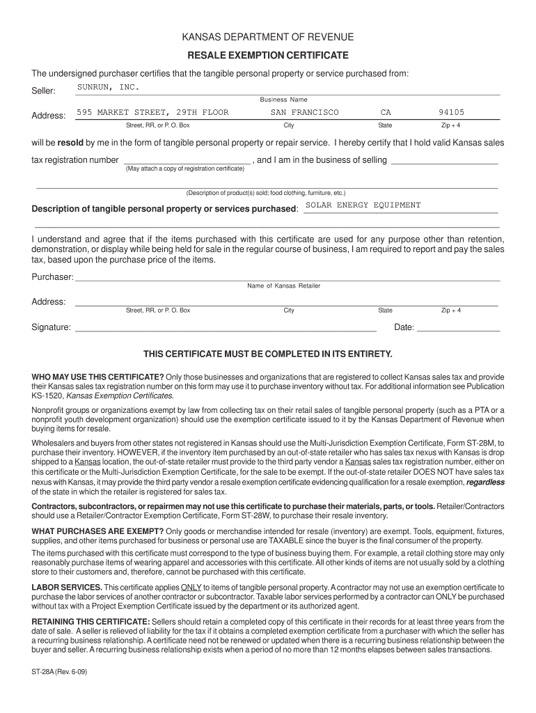 Fillable Online RESALE EXEMPTION CERTIFICATE Fax Email Print - pdfFiller