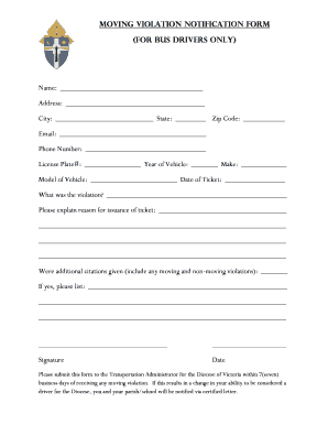 Fillable Online Moving violation notification form Fax Email Print ...