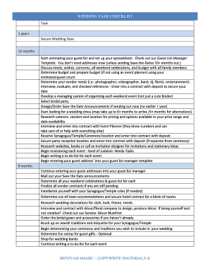 Fillable Online WEDDING TASK CHECKLIST Fax Email Print - pdfFiller