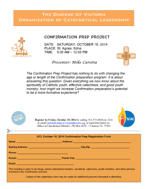 Fillable Online CONFIRMATION PREP PROJECT Fax Email Print - pdfFiller